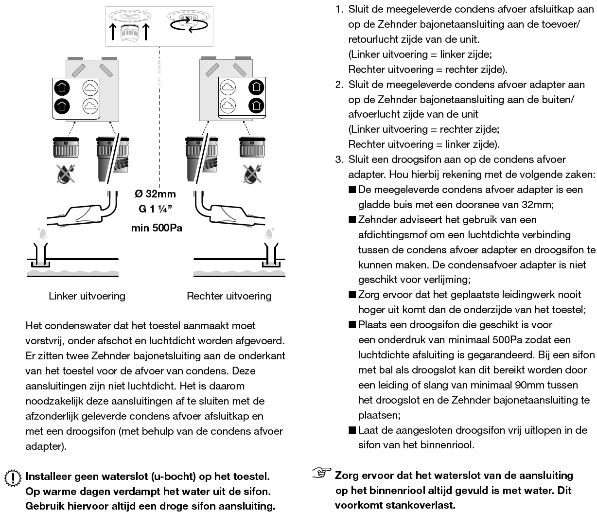 ComfoAir PRO - Installatie condensafvoer – Zehnder